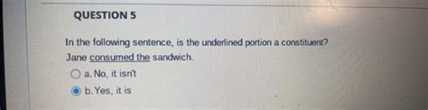 In The Following Sentence Is The Underlined Portion Chegg
