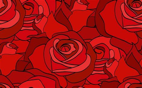 Premium Vector Seamless Pattern With Doodle Red Roses For Your Creativity