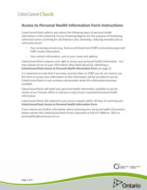 Fillable Online Health Gov On Access To Personal Health Information Form Instructions Ontario