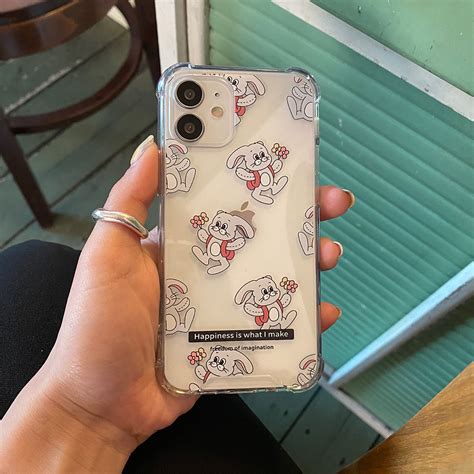 빠른배송 슈퍼 Hb 버니 패턴 심플 아이폰케이스 젤리 투명 실리콘 아이폰 11 12 13 14 미니 15 Xs X Se2 Se3 7 8 프로 맥스 커플 우정템 남자