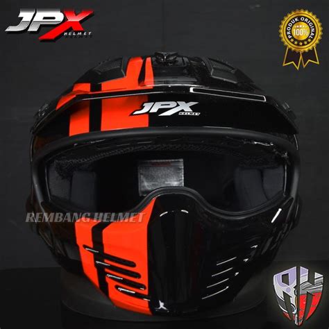 Helm Jpx Mx 726 R Seri Mx 04 Super Black Red Lazada Indonesia