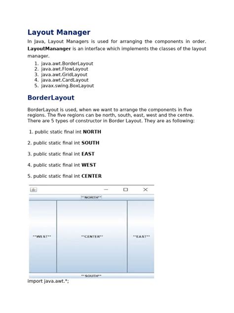 Swing 2 Layout Manager In Java Swing Pdf Object Oriented