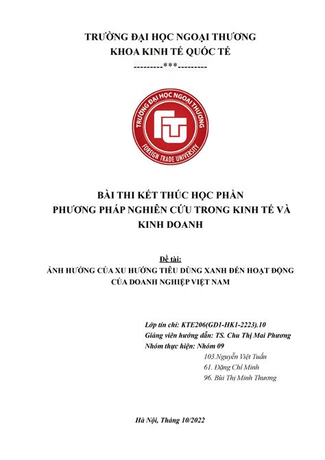Final ppnc bản đề xuất nghiên cứu TRƯỜNG ĐẠI HỌC NGOẠI THƯƠNG KHOA KINH TẾ QUỐC TẾ BÀI