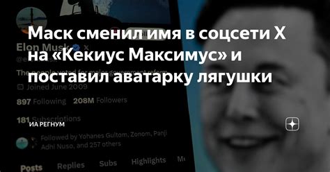 Маск сменил имя в соцсети Х на «Кекиус Максимус и поставил аватарку лягушки ИА Регнум Дзен