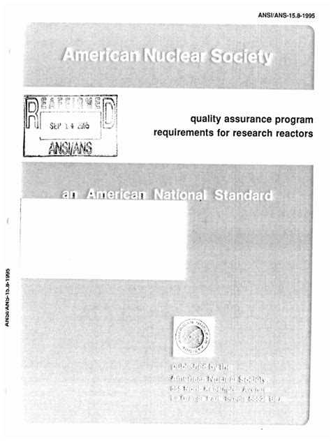 ansi ans 15 8 1995 quality assurance program requirements for