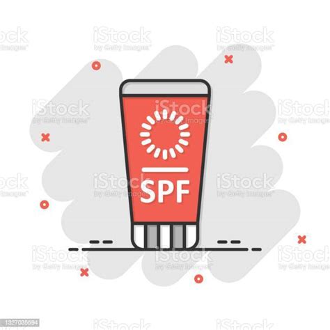 플랫 스타일의 자외선 차단 아이콘 흰색 고립 된 배경에 선블록 크림 벡터 일러스트레이션 Spf 케어 비즈니스 개념 메이크업
