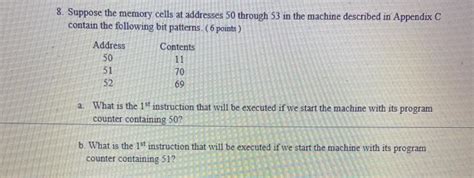 Solved 8 Suppose The Memory Cells At Addresses 50 Through