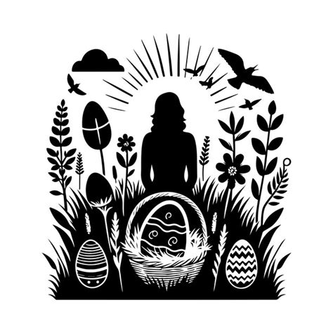 A Black And White Image Of A Turtle And Eggs Premium Ai Generated Vector