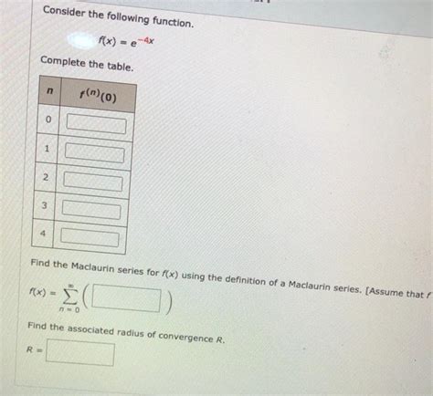 Solved Consider The Following Function F X E 4x Complete
