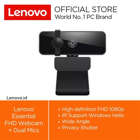 Jual Lenovo Essential FHD Webcam 4XC1B34802 1080P 2 Megapixel CMOS With