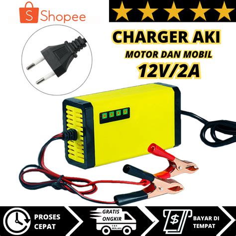 Jual CAS CASAN AKI MOTOR MOBIL 12V 2A 12V 12A PORTABLE OTOMATIS CHARGER