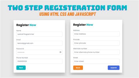 How To Create Two Step Registration Form Using Html Css And Javascript