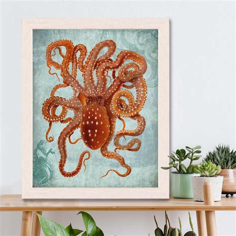 Octopus 2 Octopus Print Nautical Print Beach House Decor Nautical