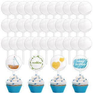 空白亚克力蛋糕插牌 DIY甜品台纸杯蛋糕标志生日婚礼蛋糕装饰摆件 阿里巴巴