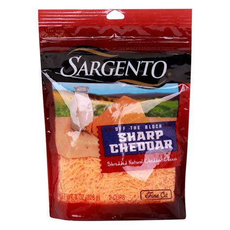 Sargento Off The Block Shredded Natural Cheddar Cheese 8 Oz 226 G