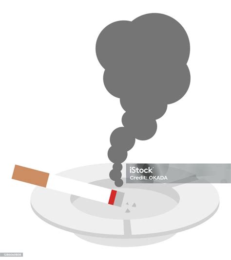 재떨이에 놓인 담배의 간접 연기 재떨이에 대한 스톡 벡터 아트 및 기타 이미지 재떨이 담배 담배꽁초 Istock