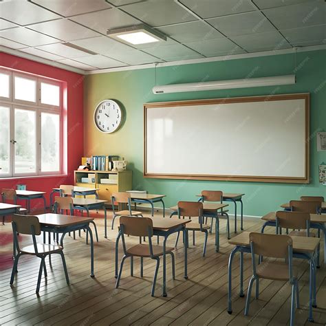 View Of 3d Modern Empty Classroom Interior Design By Ai Generative Premium Ai Generated Image