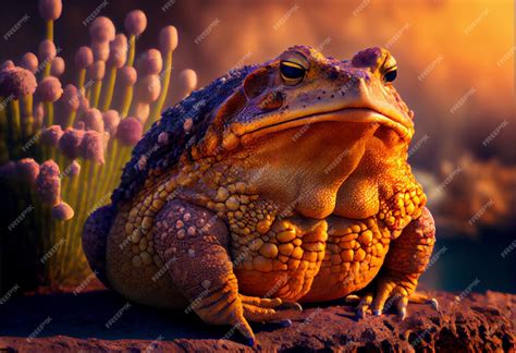 premium photo a big toad lives in a swamp evening time