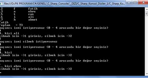 C Sharp Uygulamalar C Sharp Uygulamalar Diziler Ve Döngüler 2