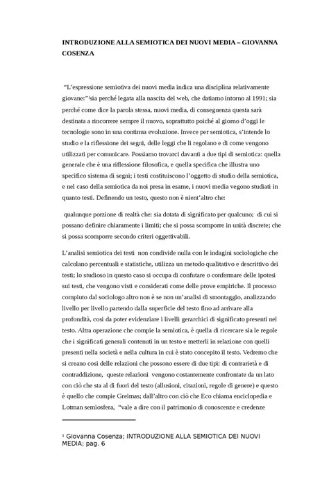 Riassunto Introduzione Alla Semiotica Dei Nuovi Media Docsity