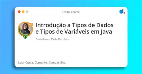 Introdução A Tipos De Dados E Tipos De Variáveis Em Java