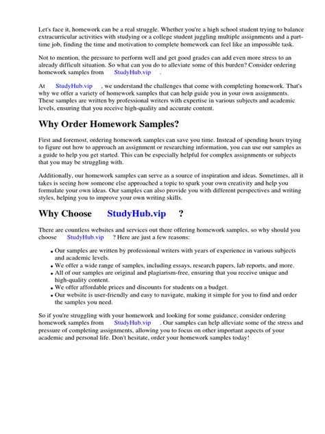 Homework Samples Pdf Homework Teachers