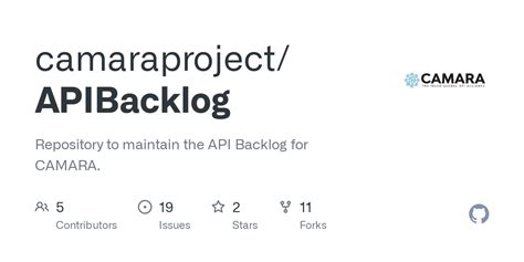 Apibacklogdocumentationapibacklogmd At Main · Camaraproject