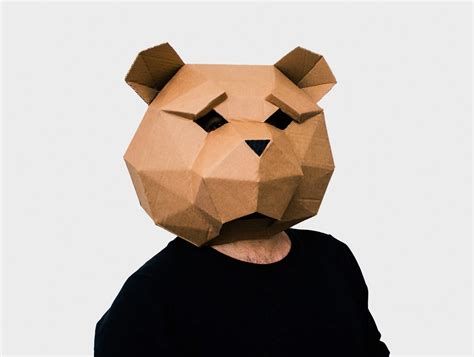 Teddy Bear Mask Paper Craft Template Halloween Mask Printable Paper