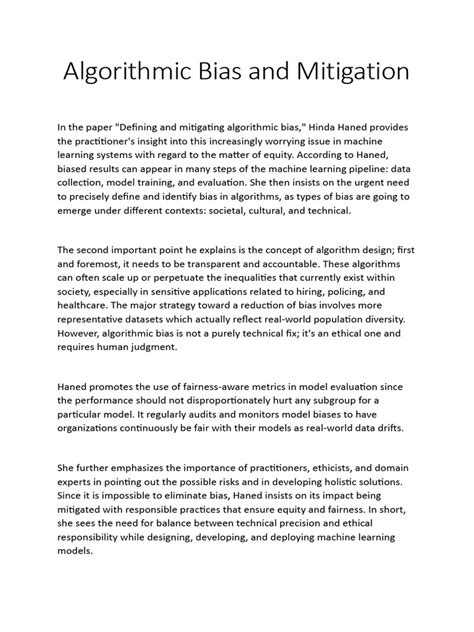 Algorithmic Bias And Mitigation Pdf