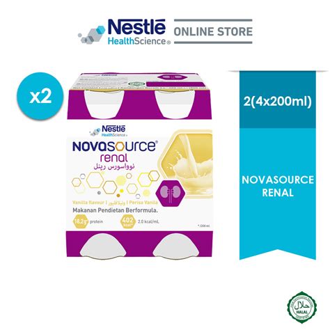 NESTLE Novasource Renal 200ml Vanilla Flavour I Kidney Patients X 4