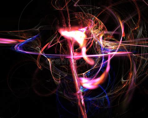 Abstract Figure Composition Of Color Intersecting Lines On A Black Background Fractal For