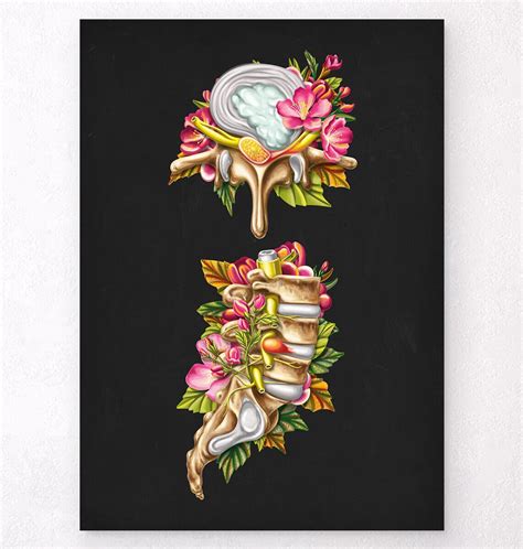 Floral Herniated Disc Anatomy Art Print Codex Anatomicus