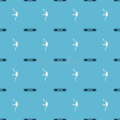 Set Construction Bubble Level And Hand Drill On Seamless Pattern