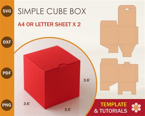 Cube Box SVG Template Square Box Template Gift Box Cricut Cut Files Silhouette Cut Files Etsy
