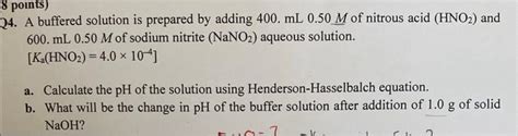 Solved 4. A buffered solution is prepared by adding 400. | Chegg.com