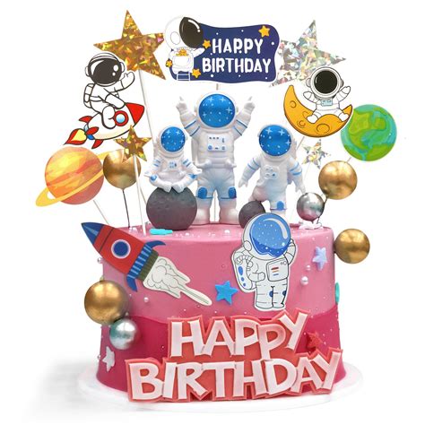 Buy 2022 Blue Space Cake Topper Set Astronaut Cake Decor 51pcs