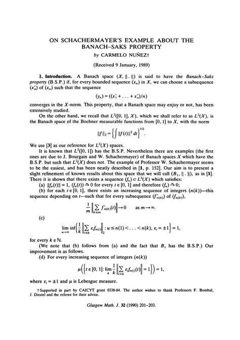 Pdf On Schachermayers Example About The Banach Saks Property