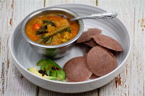 Red Millet Idlis Traditional South Indian Steamed Cakes Made With