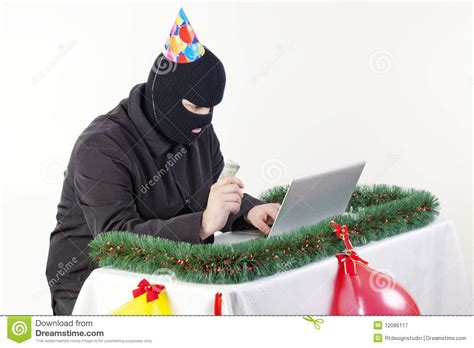 Man Stealing Data From A Laptop Stock Image Image Of Isolated Activity
