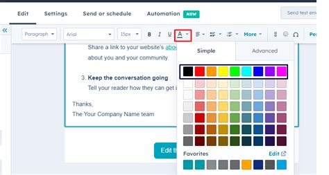 solved hubspot community how to highlight text in email template