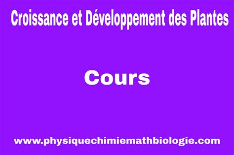 Cours Croissance Et Développement Des Plantes Svi5