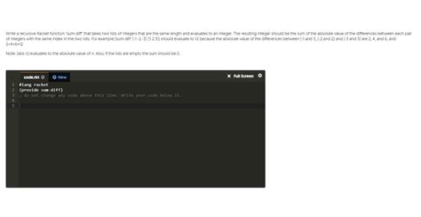 Write A Recursive Racket Function Sum Diff That