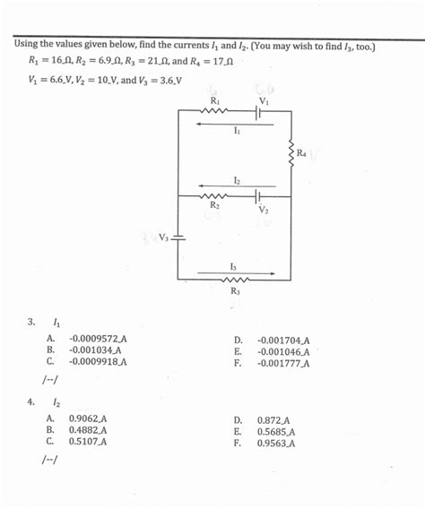 Solved Using The Values Given Below Find The Currents 14