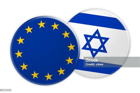 뉴스 개념 Eu 깃발에 이스라엘 플래그 단추 백색 배경에 3d 그림 3차원 형태에 대한 스톡 벡터 아트 및 기타 이미지 3차원 형태 개념 경쟁자 Istock