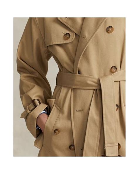 Polo Ralph Lauren Double Breasted Twill Trench Coat In Blue Lyst Uk