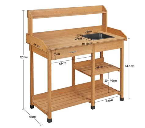 Table De Rempotage En Bois Table De Jardinage Avec Évier Amovible