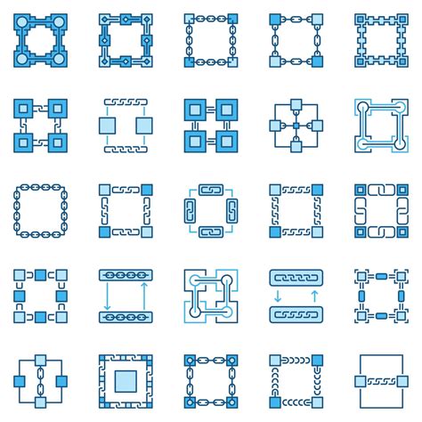 Blockchain Technology Colored Icons Vector Block Chain Signs 12777969