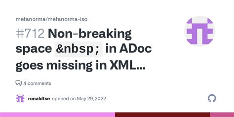 Non Breaking Space ` ` In Adoc Goes Missing In Xml And Subsequent