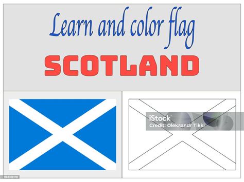 스코틀랜드는 알바로 알고 교육과 학습을위한 아름다운 색칠 공부와 영국 국기의 영국 국기의 일부 원래 색상과 비율 단순히 벡터 일러스트 레이션 Eps10 국가에서 플래그 세트