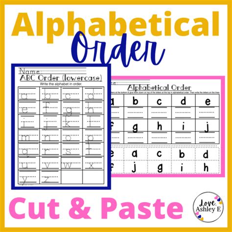 Alphabetical Order Cut And Paste Worksheets To Learn Letter Names